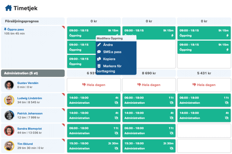 Schemaläggningsprogram - schemaläggning digitalt | Timetjek